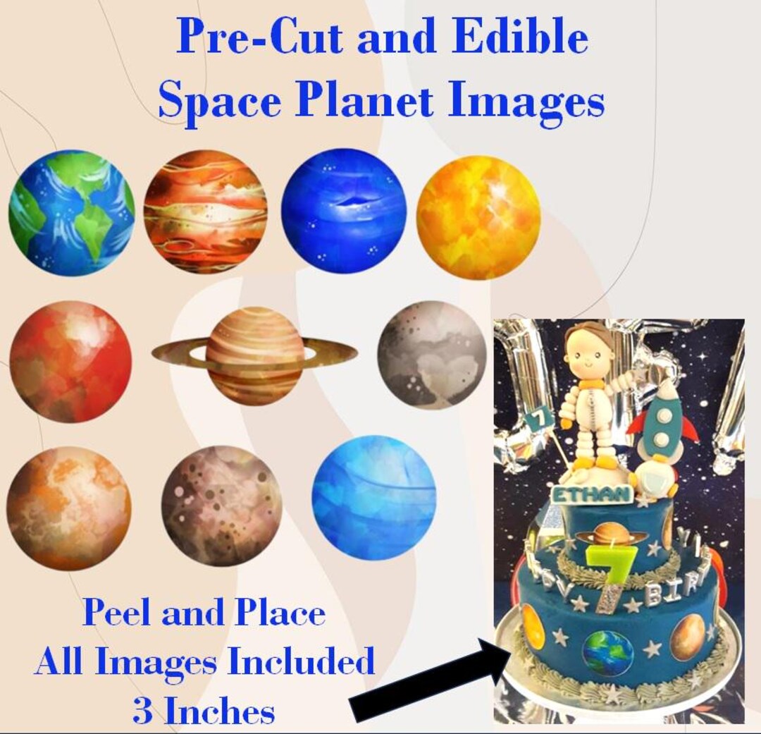 Space Solar System Planets Edible Pre-cut Decal Stickers | Planets ...