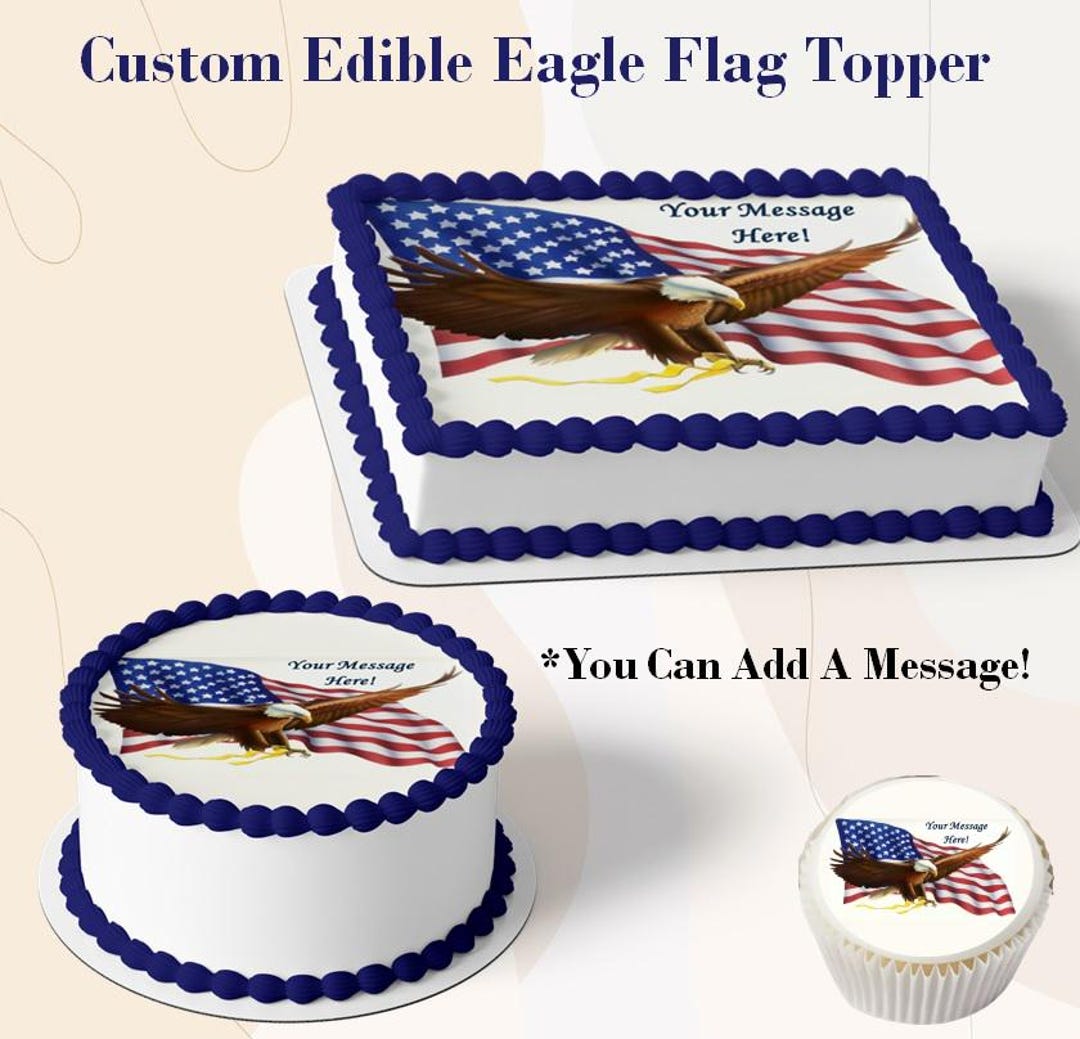 Eagle Flag Edible Toppers for Cakes, Cupcakes, Cookies and More! Image ...