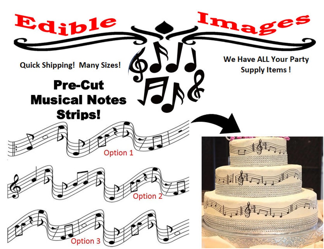 Pre Cut Music Notes Edible Strips Cake Wraps Musical Notes - Etsy UK