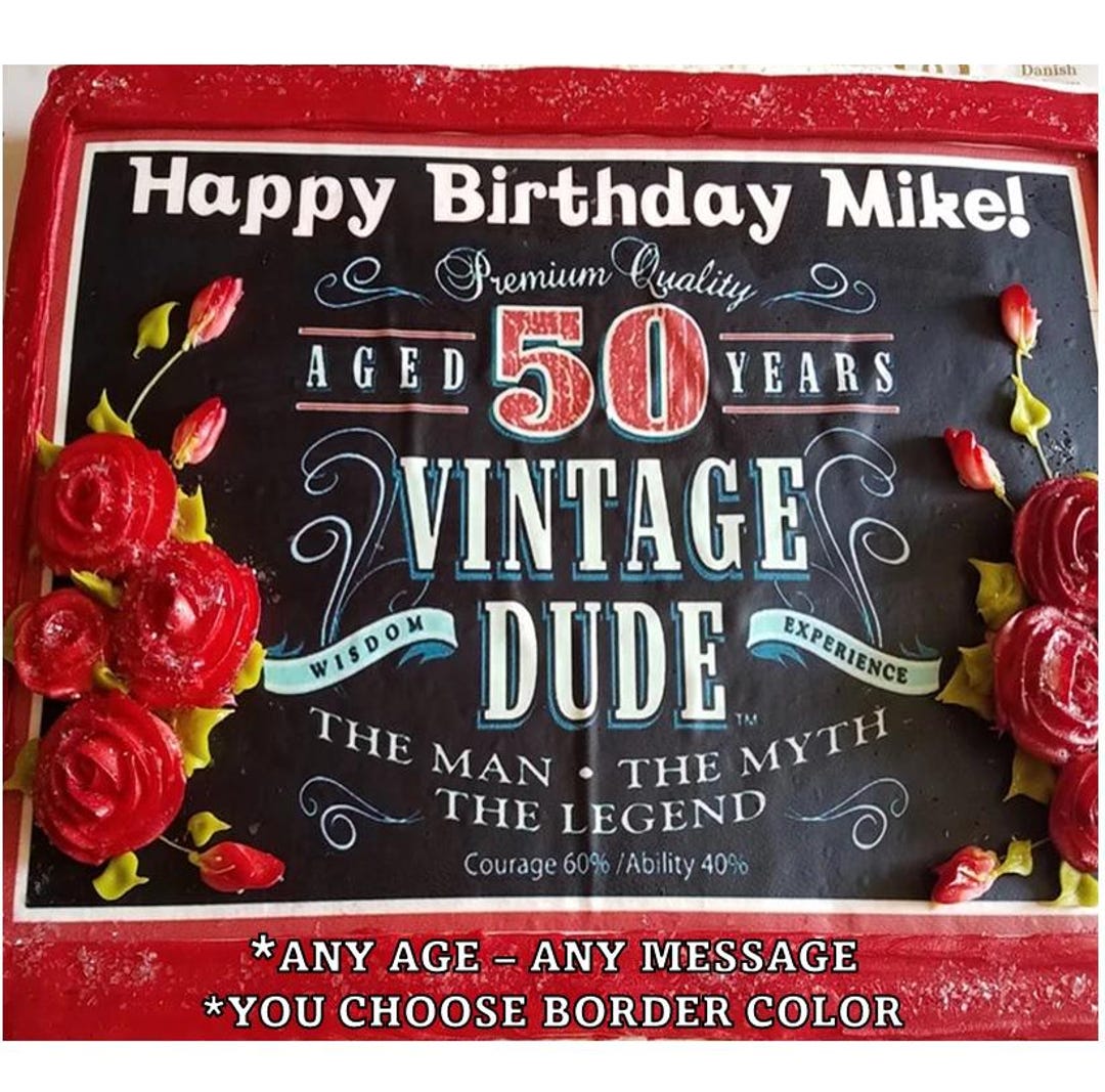 Vintage Dude 50 Edible Cake Topper Image, Vintage Dude Supplies ...