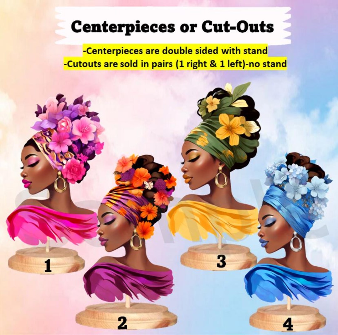 Black Woman Centerpieces. Diva Woman Cut Outs. Queen Woman Centerpieces ...