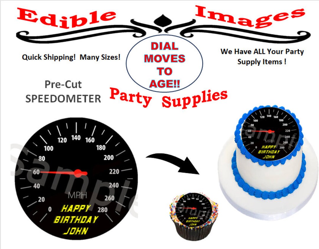 Racing Speedometer EDIBLE Cake Cupcake Image Topper, Speeding Cake ...