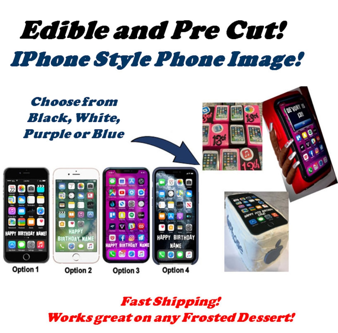 Cell Phone iPhone EDIBLE Cake Topper Image Frosting Sheet, iPhone Cake ...