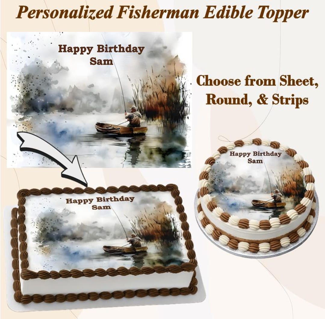 Fisherman Boat Edible Image for Cakes, Cupcakes, Cookies, and Cake ...