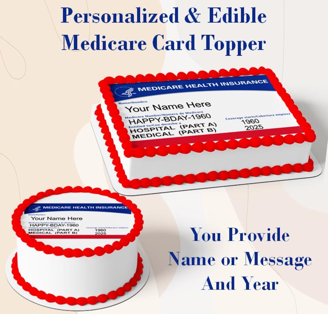 Medicare Card EDIBLE Image for Cakes and Cupcakes, Retirement Cake ...