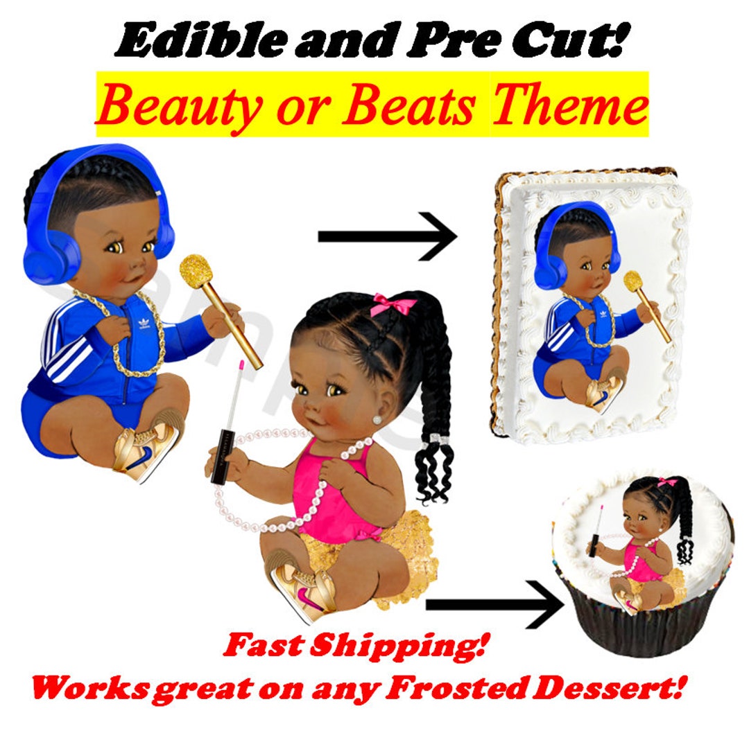 Hip Hop Beats Beauty Baby Girl Boy EDIBLE Cake Topper Image Cupcakes ...