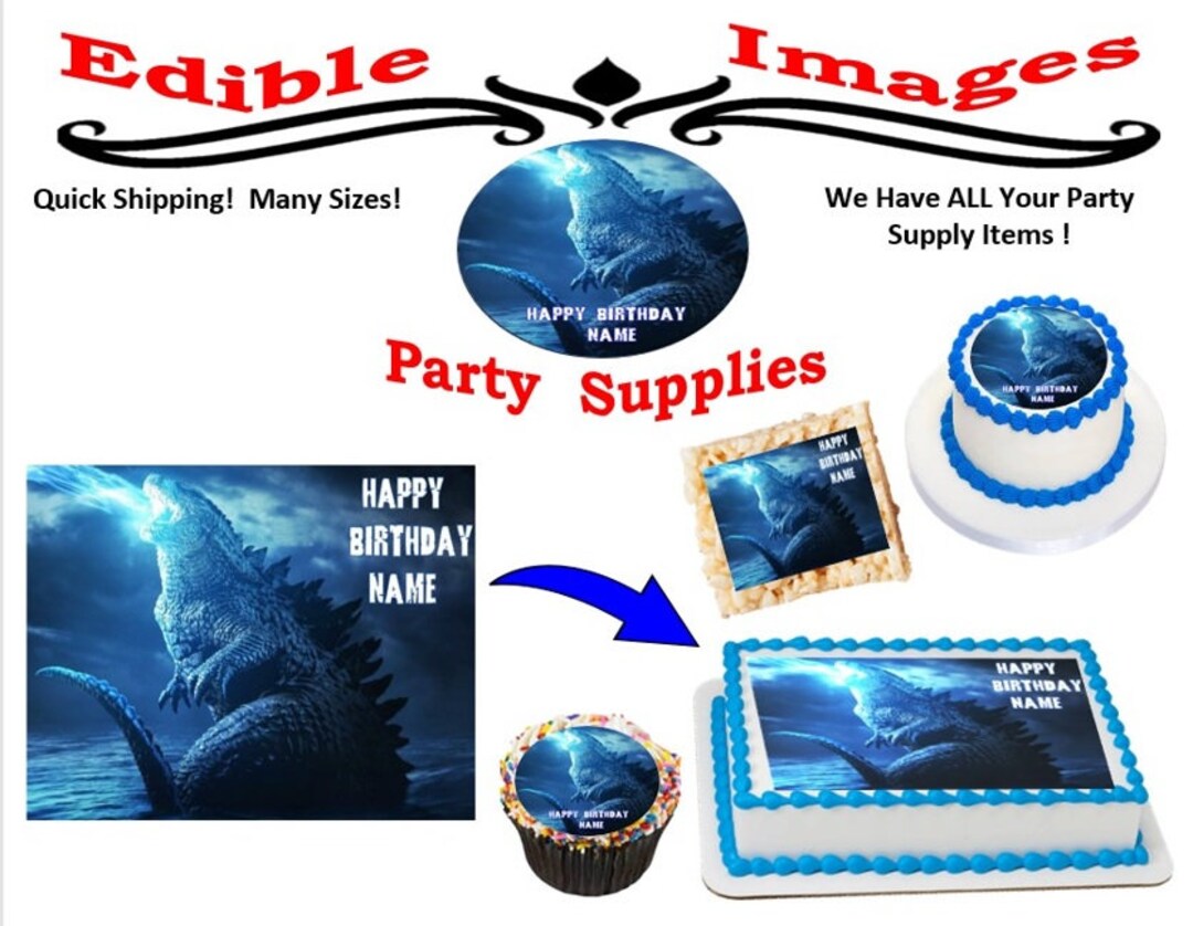 Godzilla King Edible Cake Topper Image Cupcakes Godzilla - Etsy