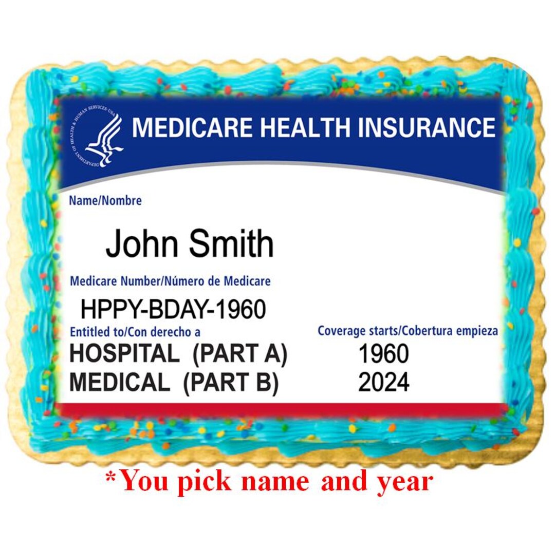 Medicare Card EDIBLE Image for Cakes and Cupcakes, Retirement Cake ...