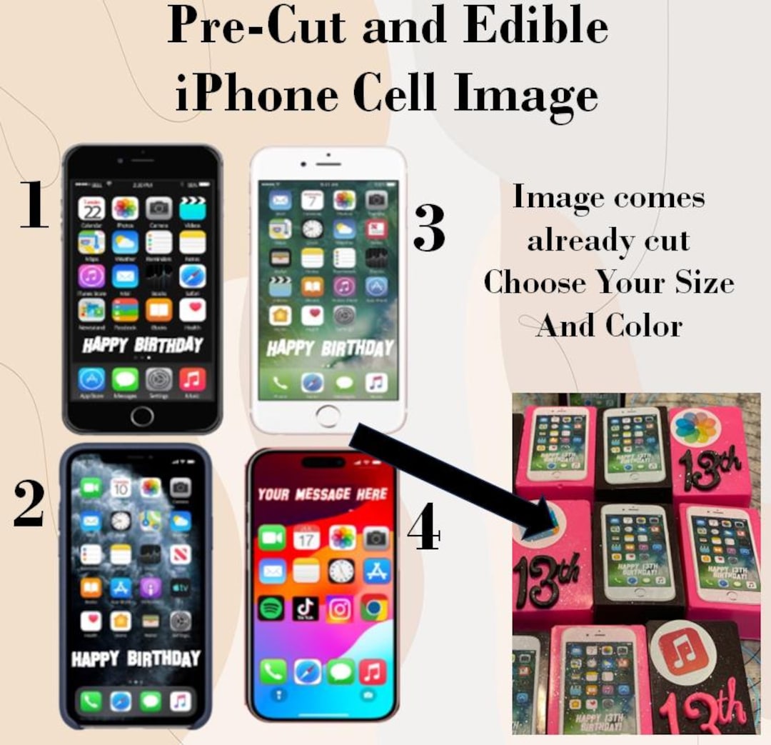Cell Phone iPhone EDIBLE Cake Topper Image Frosting Sheet, iPhone Cake ...