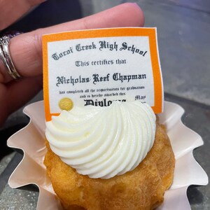 20 Custom Edible Graduation Diplomas for Cupcakes, Cookies, or Rice ...