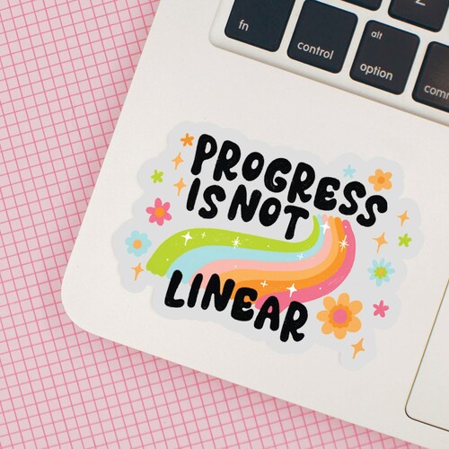 Progress is Not Linear Rainbow Motivational Colorful | Etsy