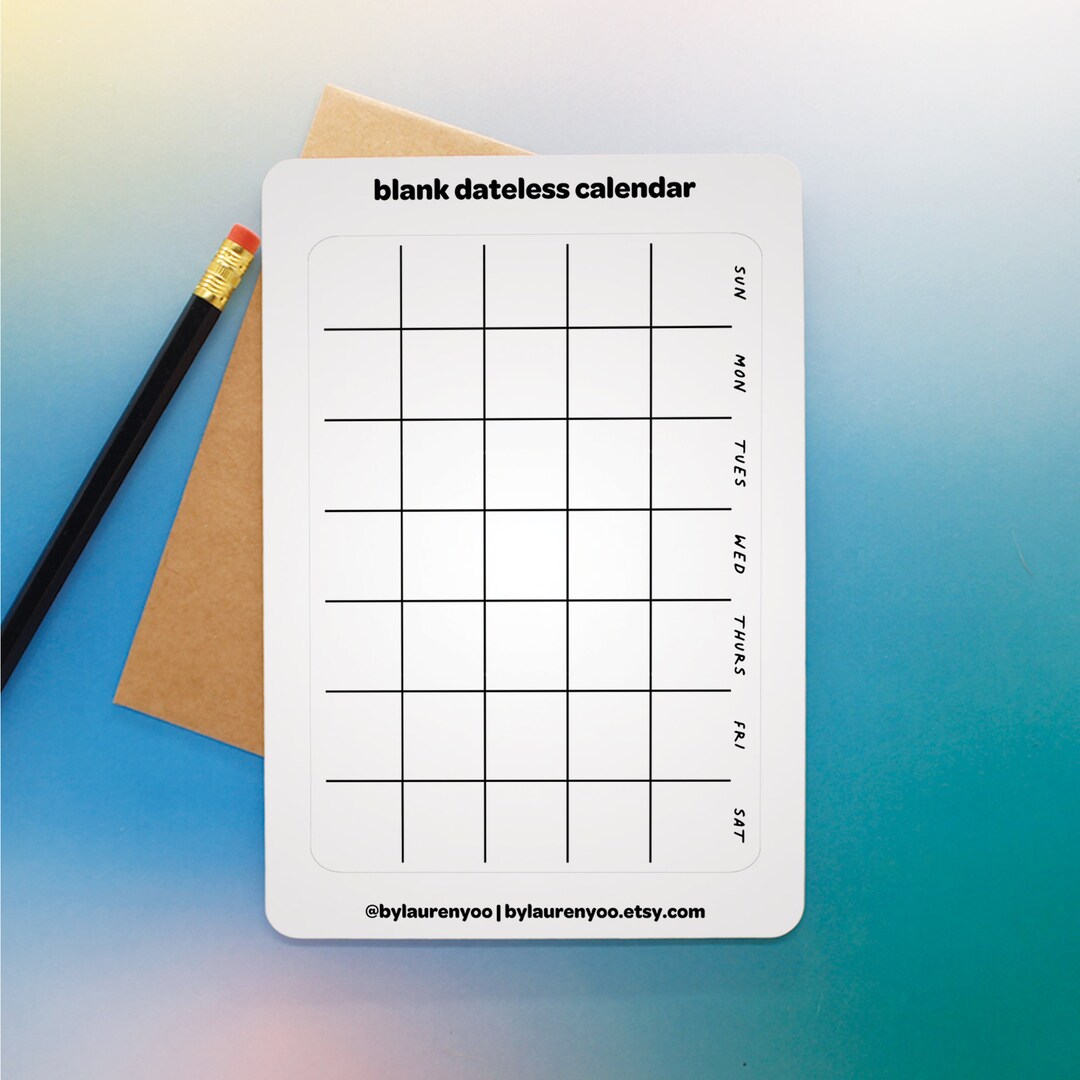 Big Dateless Blank Calendar Sticker for Bullet Journal, Writeable ...