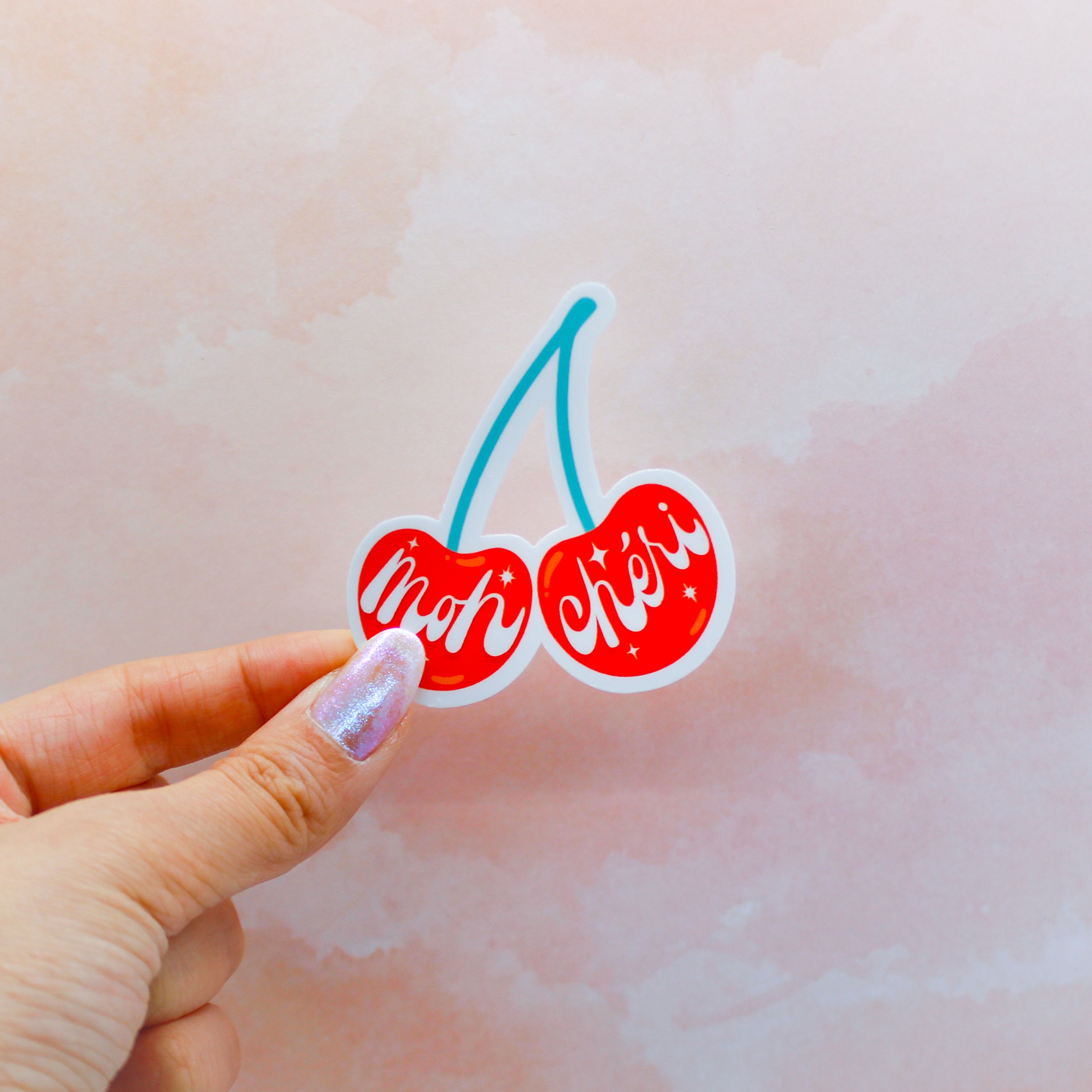 Mon cheri cherries sticker cherry die cut sticker waterproof | Etsy