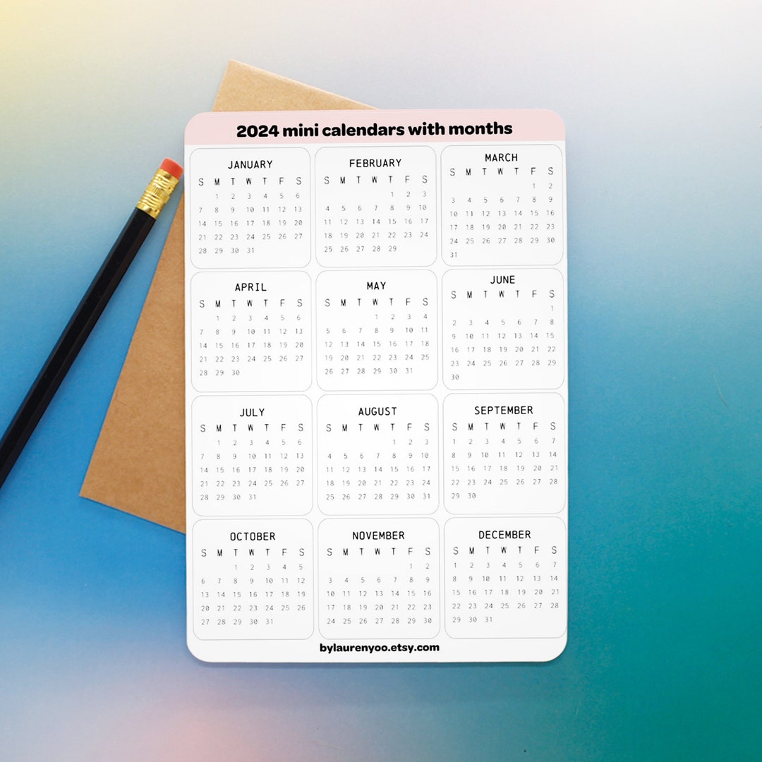 2024 Mini Calendar Stickers WITH MONTHS for Bullet Journal, Planner ...