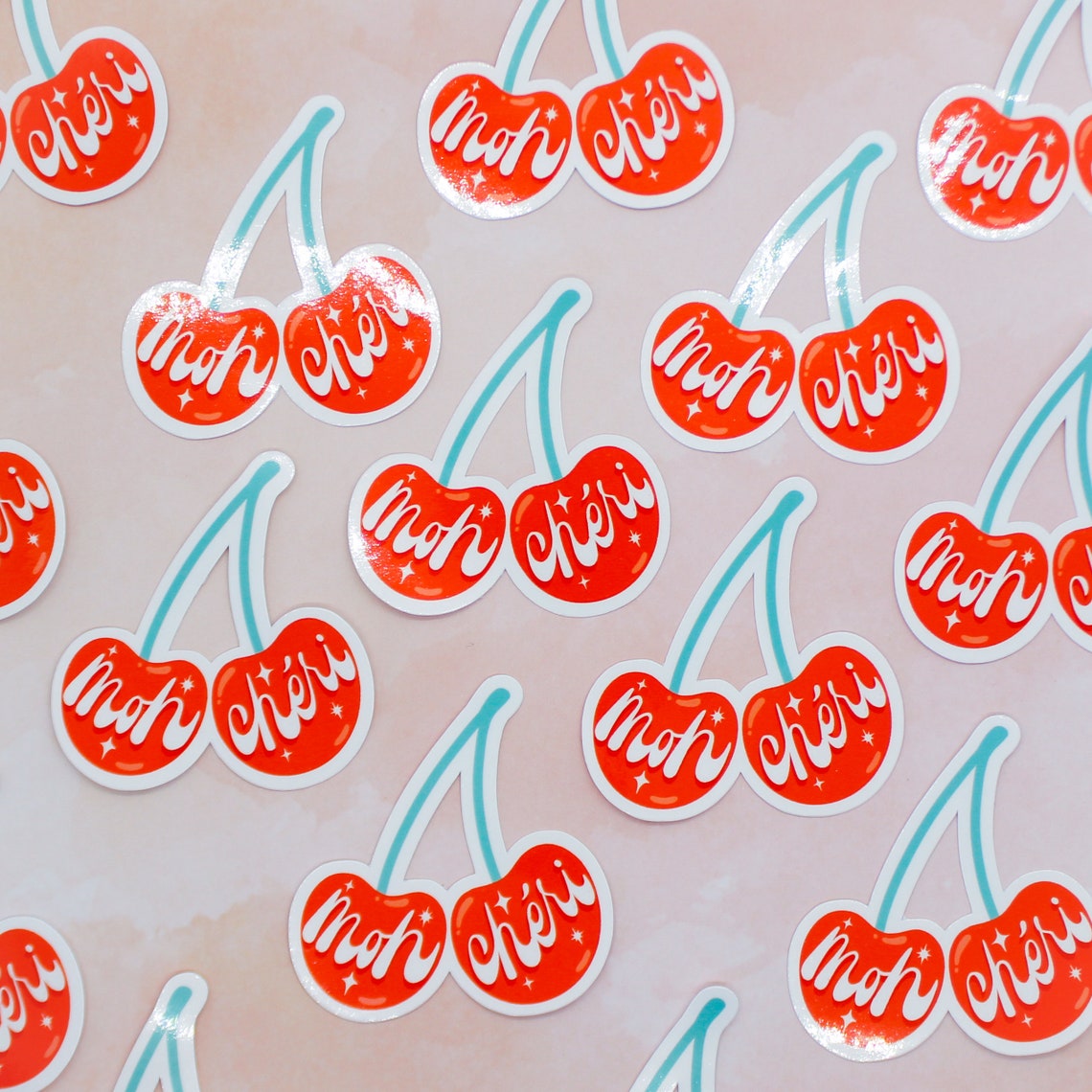 Mon Cheri Cherries Sticker, Cherry Die Cut Sticker, Waterproof Sticker ...