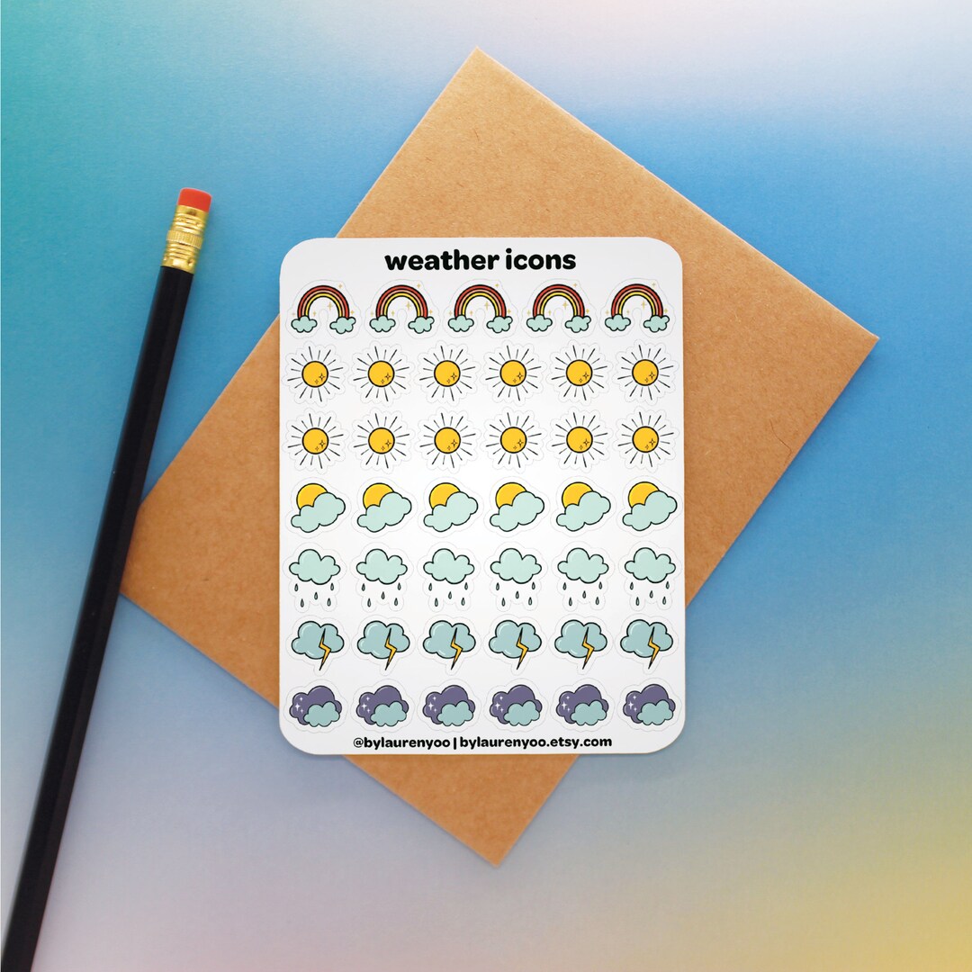 Weather Icons, Weather Stickers, Small Planner Stickers, Tiny Planner ...