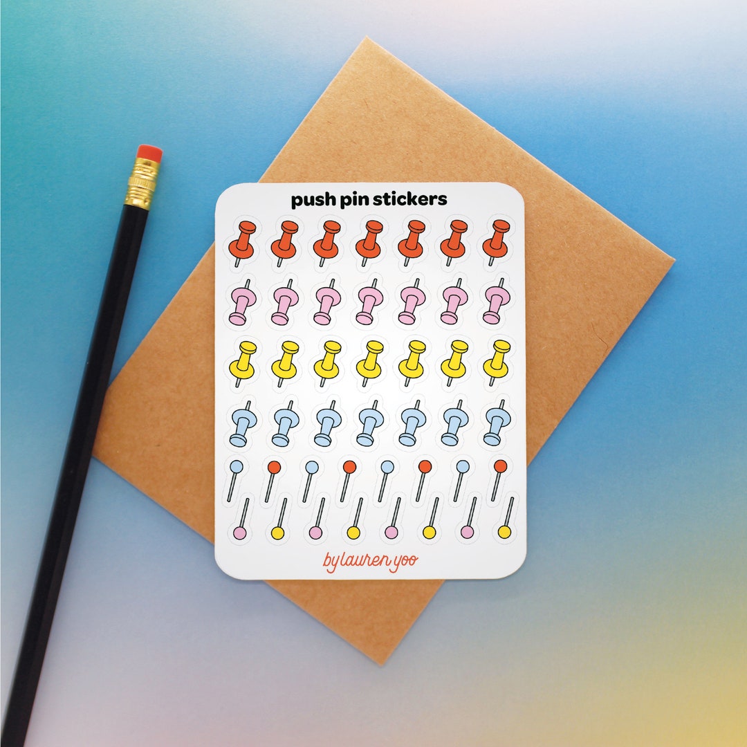 Colorful Push Pin Stickers, Pin Stickers, Planner Stickers - Etsy