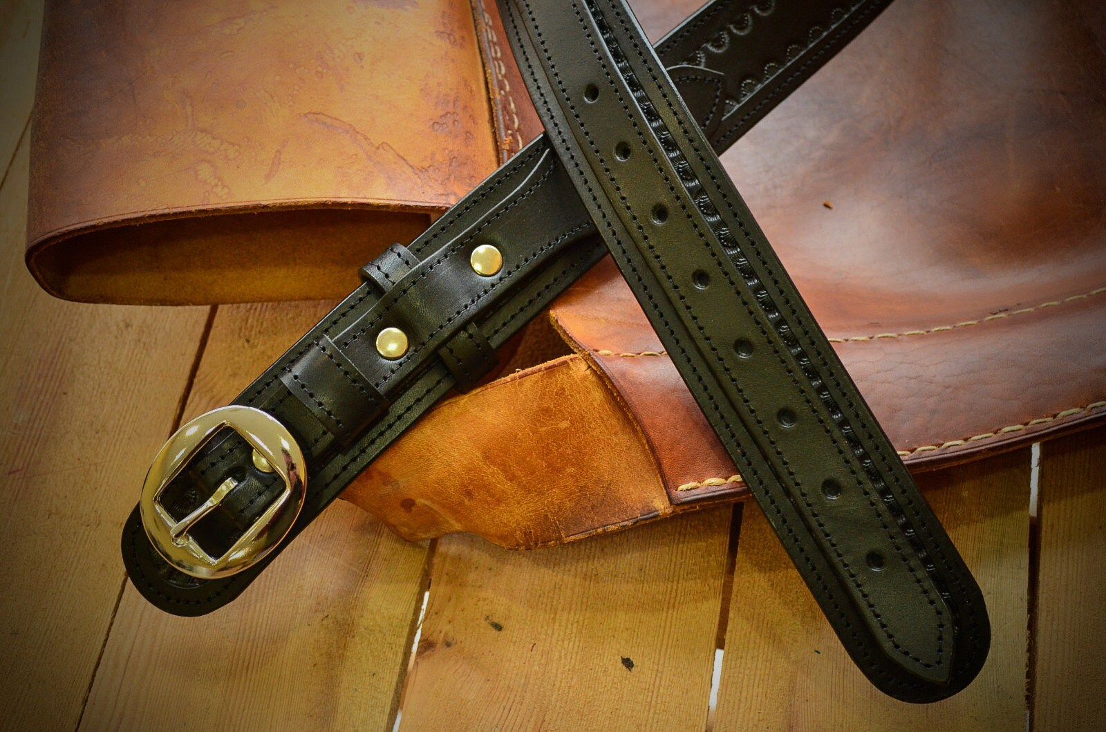 Ranger Belt Full Grain Vegetable Tanned Leather-black - Etsy