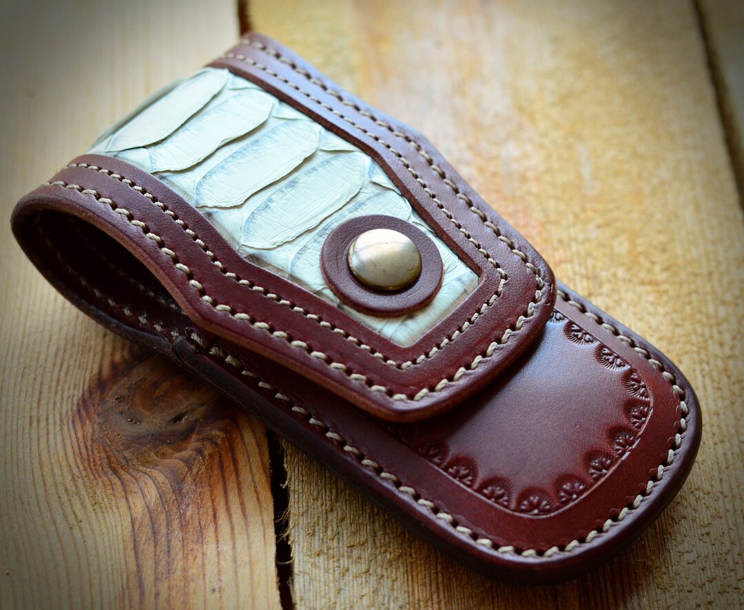Knife Sheath With Python Insert-leather Elegant Knife Sheath, Deluxe ...