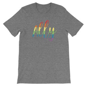 Ally T-shirt / Gay Pride Rainbow Flag Unisex Shirt / Pride Parade Adult ...