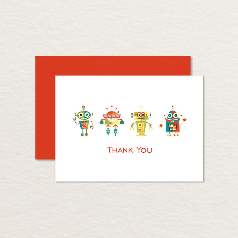 Robot Thank You Cards - Etsy