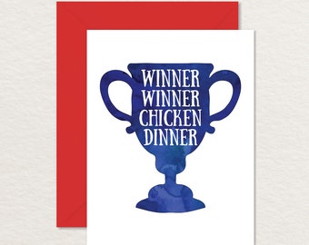 Printable Congratulations Card / Winner Chicken Dinner | Etsy Australia