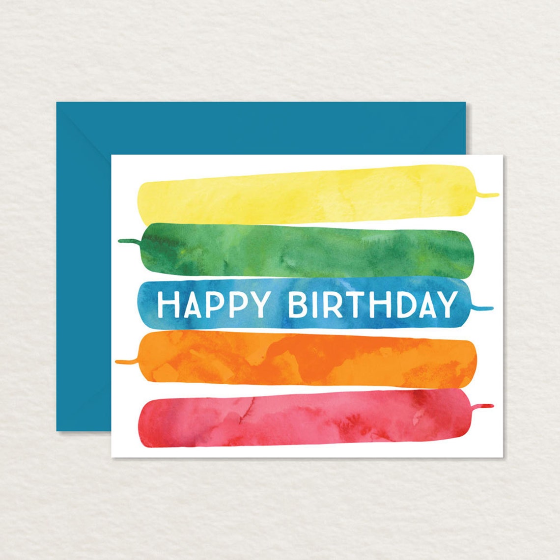 Printable Birthday Card / Colorful Rainbow Birthday Candles / - Etsy ...