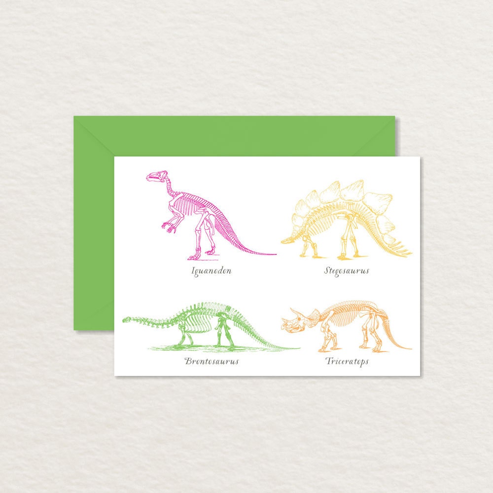 Dinosaur Note Card Printable / Dino Stationery Thank You Cards / 4 Bar ...