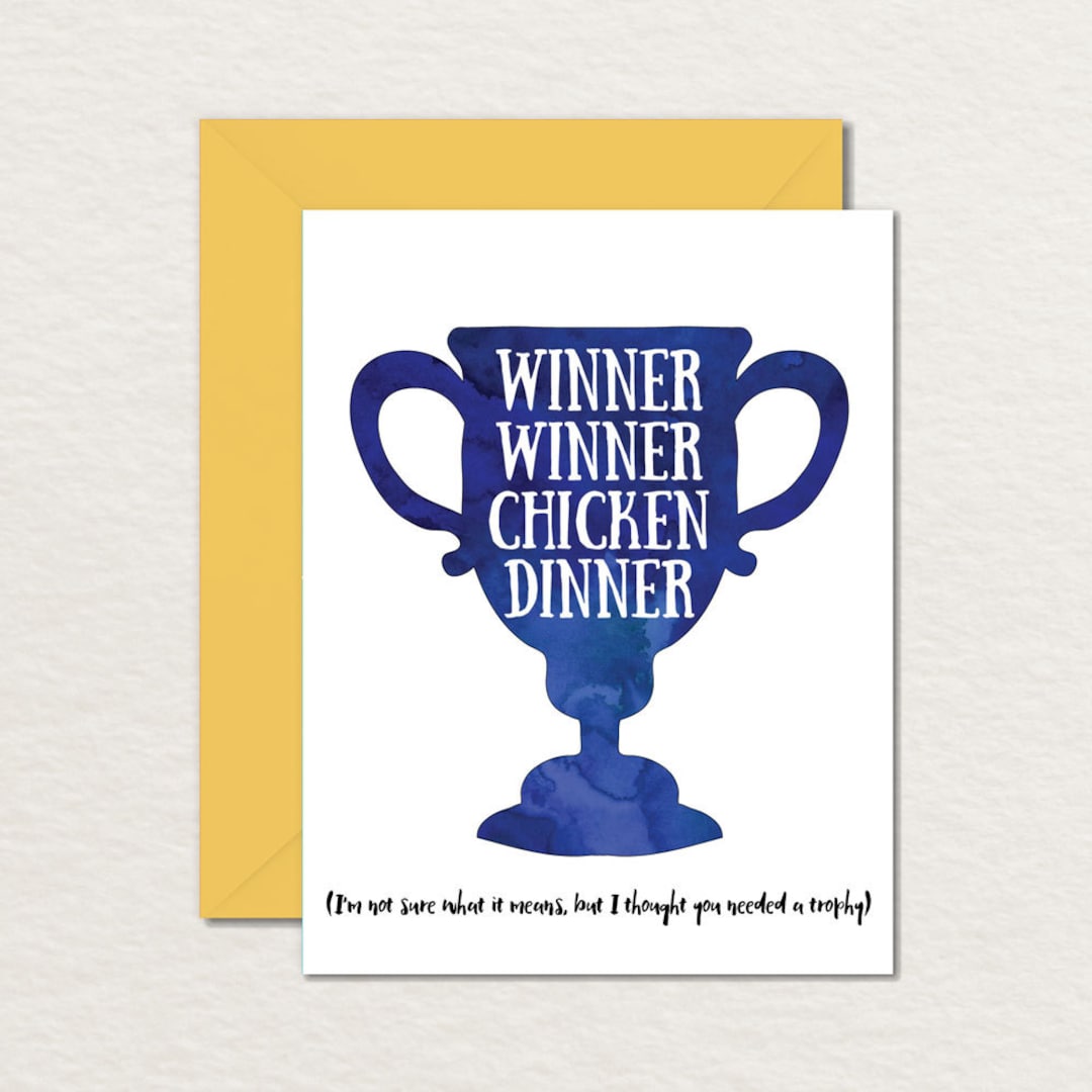 Printable Congratulations Card / Winner Chicken Dinner Watercolor ...