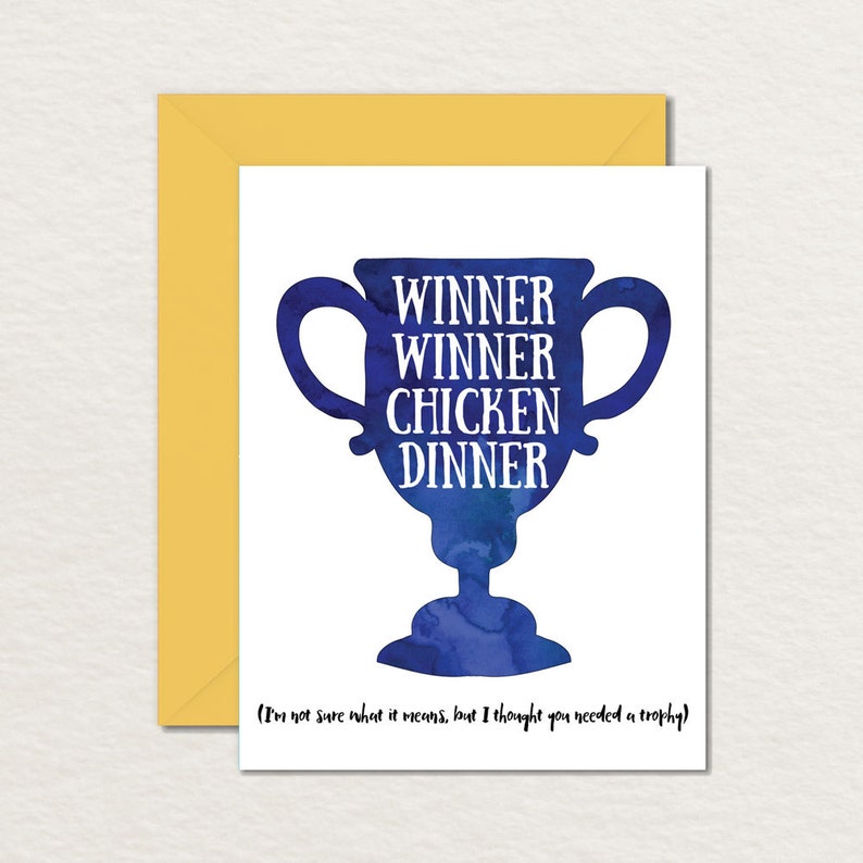 Printable Congratulations Card / Winner Chicken Dinner Watercolor ...