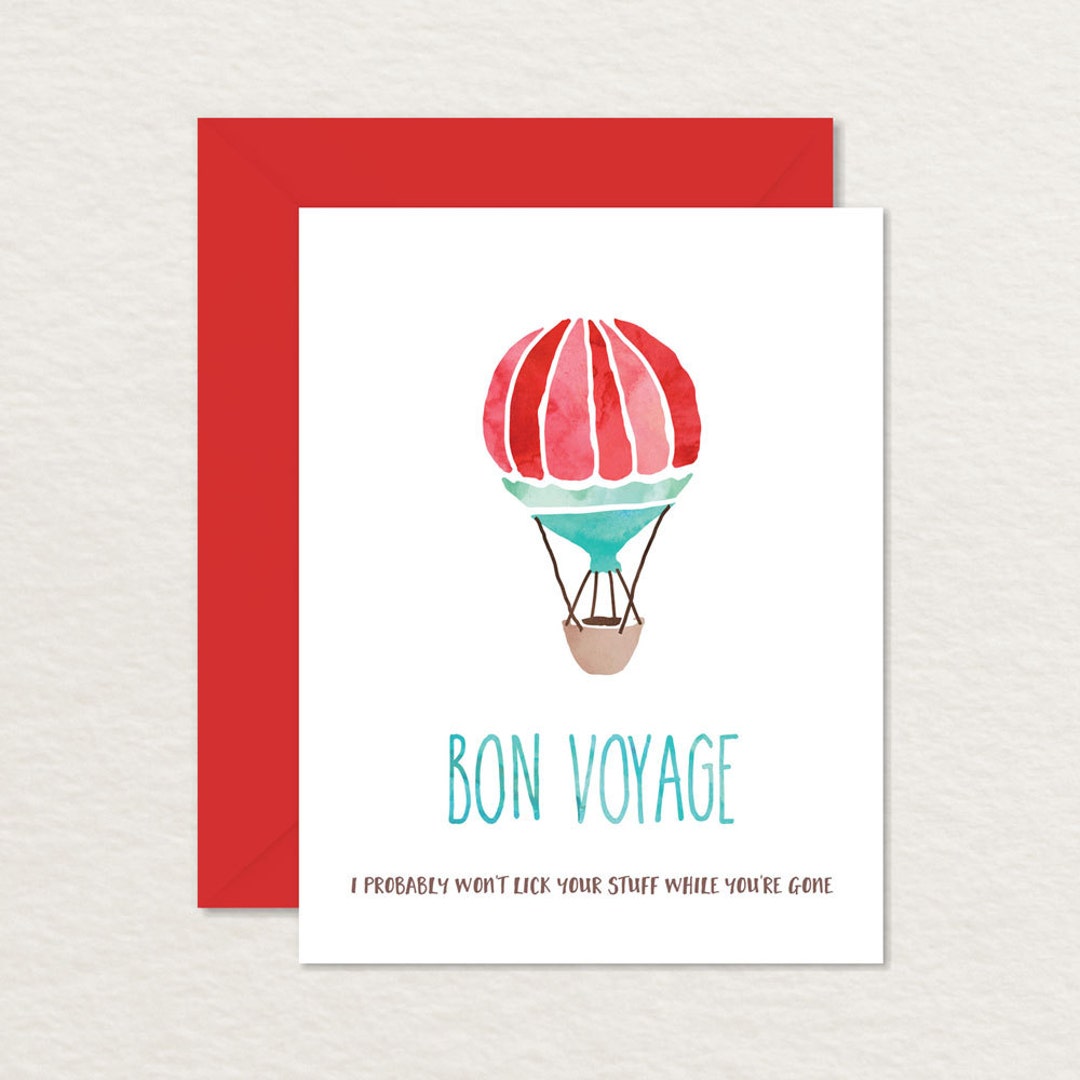 Printable Farewell Card / Watercolor Hot Air Balloon A2 / "i Won't Lick ...