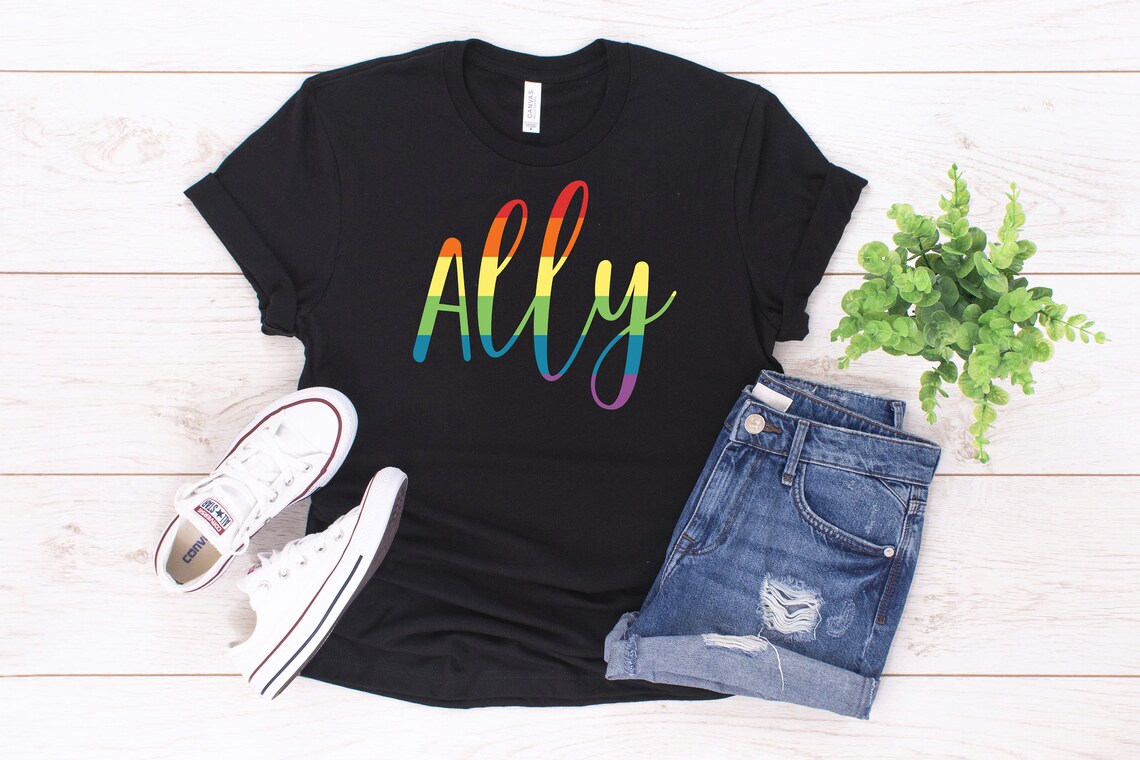 Ally T-shirt / Gay Pride Rainbow Flag Unisex Shirt / Pride Parade Adult ...