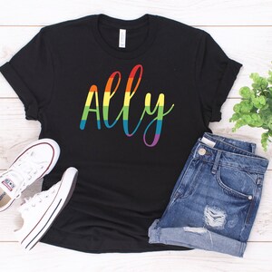 Ally T-shirt / Gay Pride Rainbow Flag Unisex Shirt / Pride Parade Adult ...