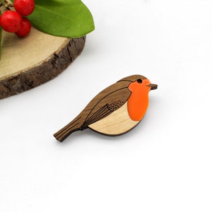 Robin Brooch, Christmas Robin, Laser Cut Nature & Bird Jewellery - Etsy UK