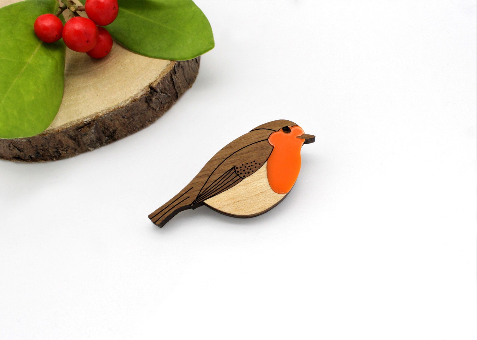 Robin Brooch Christmas Robin Laser Cut Nature Jewellery - Etsy UK