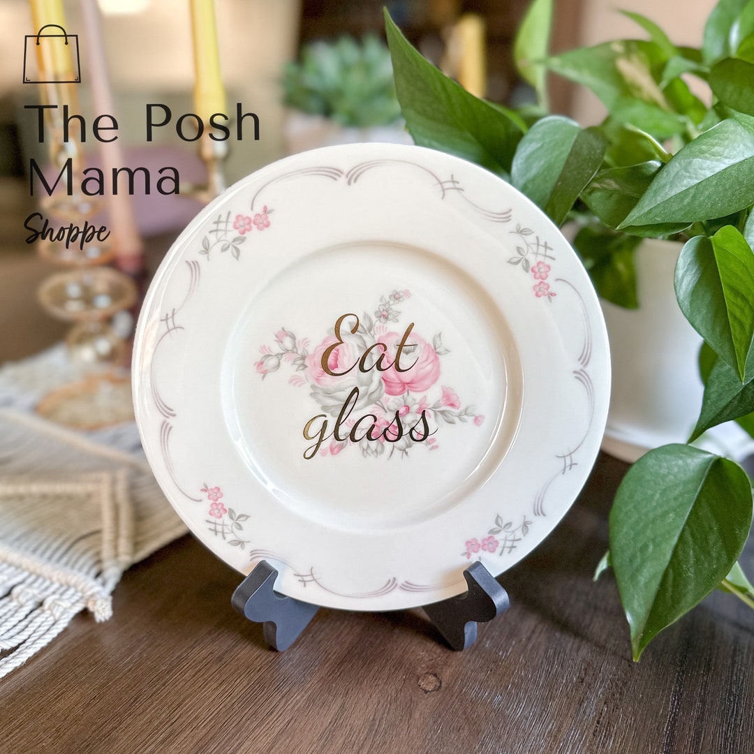 Schitts Creek Eat Glass Upcycled Vintage Plate, Kitchen Decor, Sassy ...