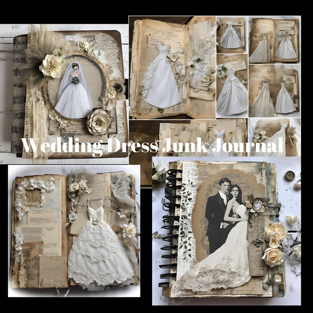 Wedding Gown Bridal Junk Journal Pages,12 Pages Junk Journal Wedding ...