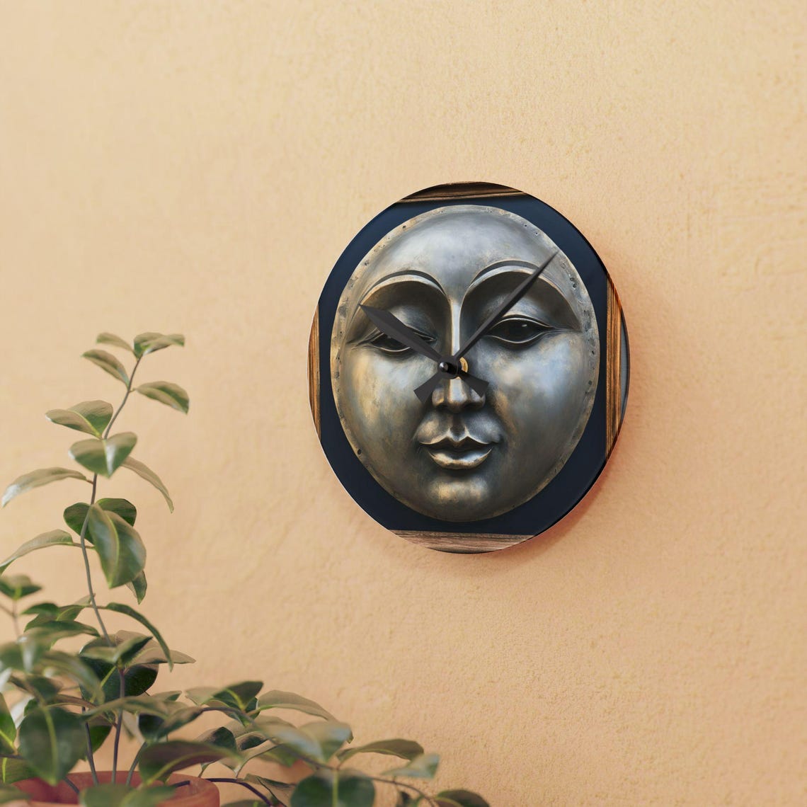 Vintage Moon Wall Clock, Moon Face Round Clock,celestial Lunar Clock ...