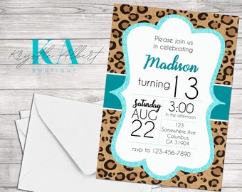 Cheetah Rainbow Birthday Party Invitation - Etsy