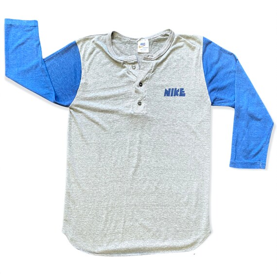Vintage 70's Nike Block Letter Logo Henley Raglan T-shirt | Etsy