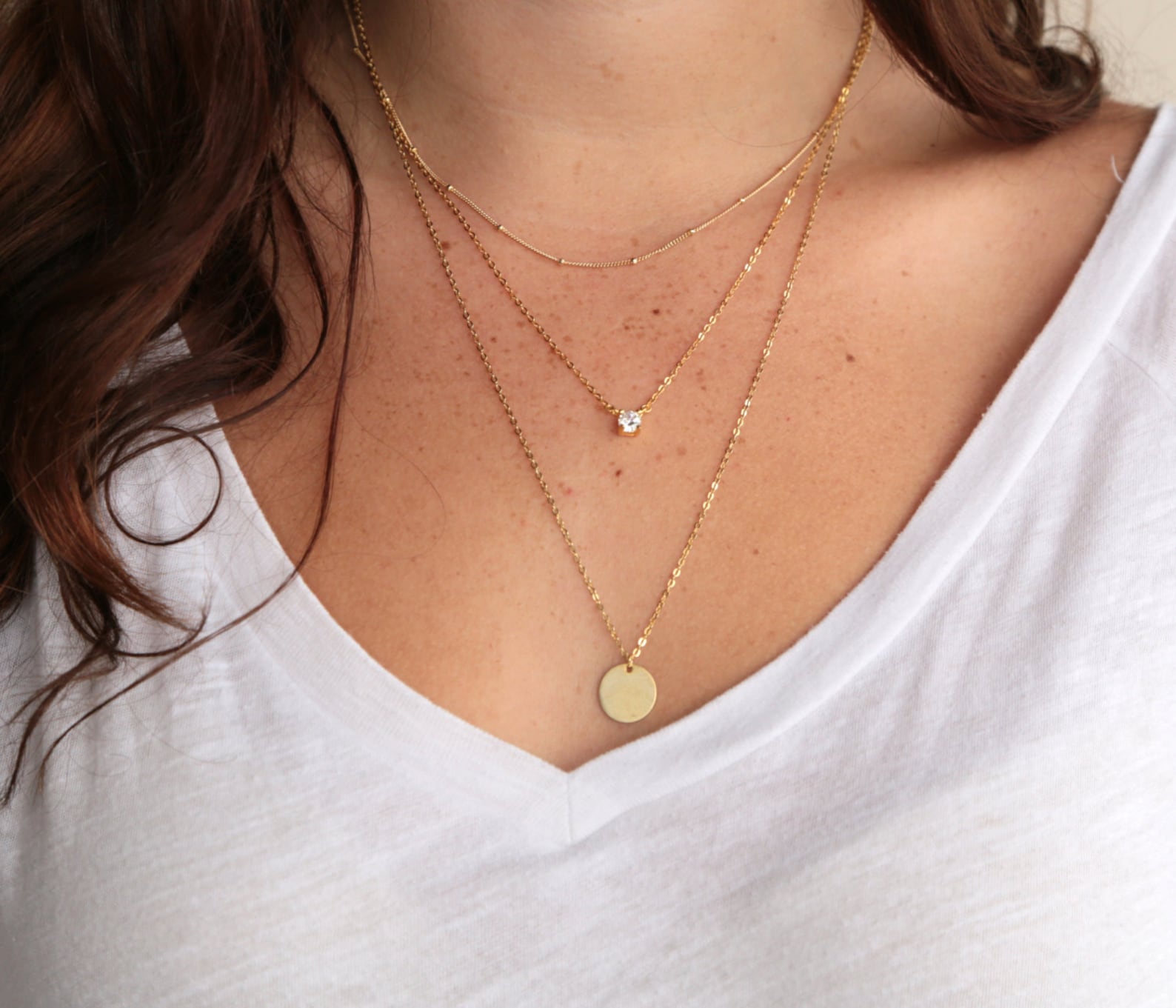 Delicate Layering Necklace Layered Necklace Set Layered Dew Drop Cubic ...