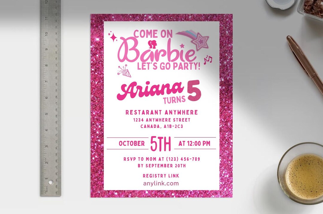 Barbie-themed Birthday Invitation | Editable Digital Download | Canva ...