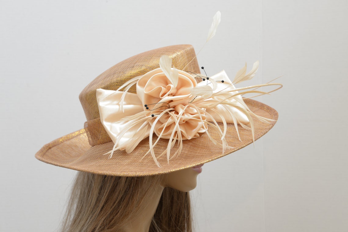 High Quality Gold Hat Wide Brim Hat Women's Tea - Etsy