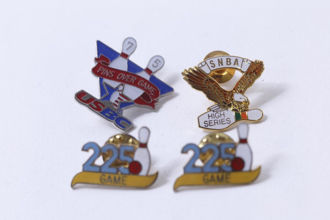 Vintage, Bowling, Lot of Four, USB C, Vintage, Brooch, Pin, Statement ...