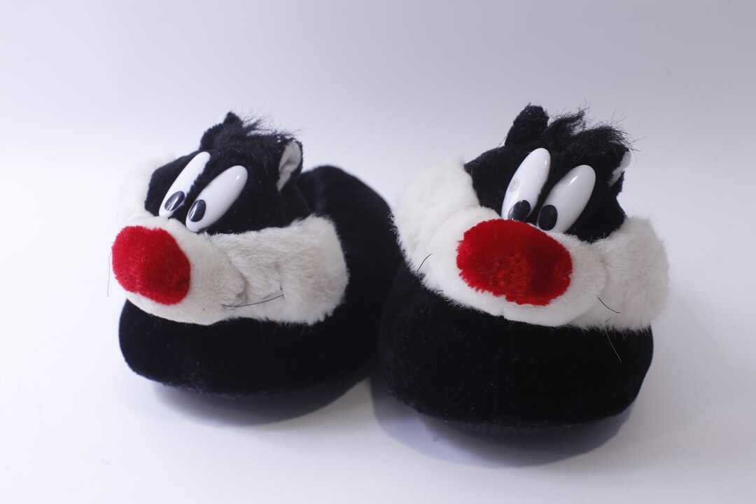 Looney Tunes Sylvester the Cat Soft Slippers, Child’s 5-6 Black-white ...