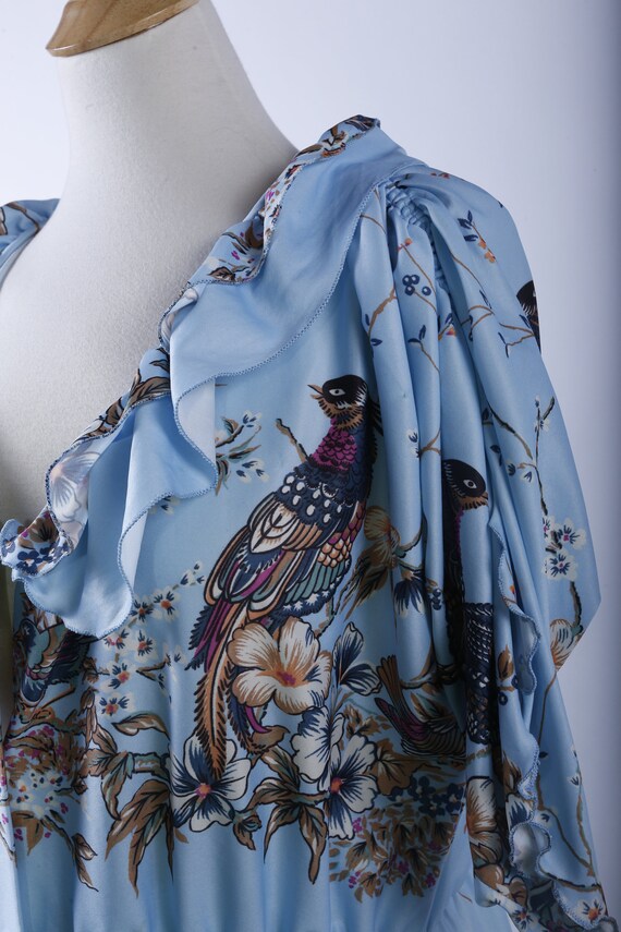 70s, Long Dress, Flowy, Hippie, Blue, Birds, Pheasant… - Gem