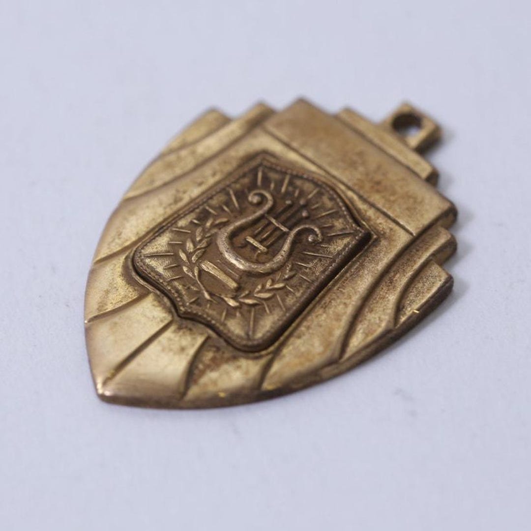 Lyre, Medal, Pendant, Charm, Music Theme, Vintage, Jewelry, Accessory ...