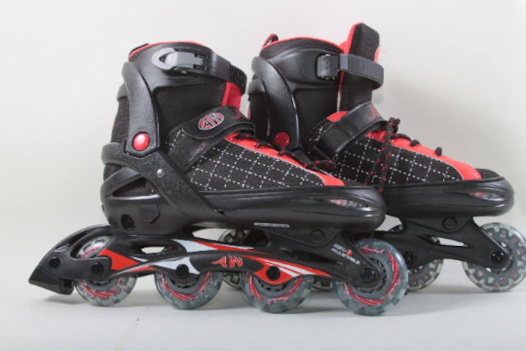 Aerowheels, Vintage, Inline, Skates, Black, Red, ABEC-7, Adjustable ...
