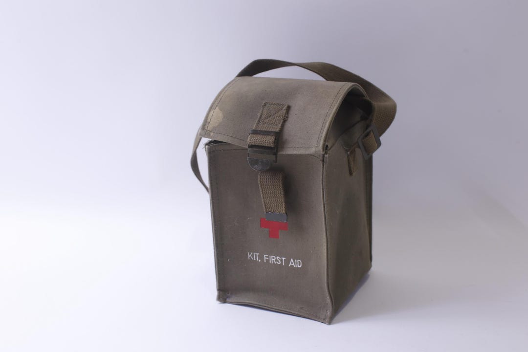 First Aid Kit Bag, 1960s, Tote, Vintage, Medical, Military, Collectible ...