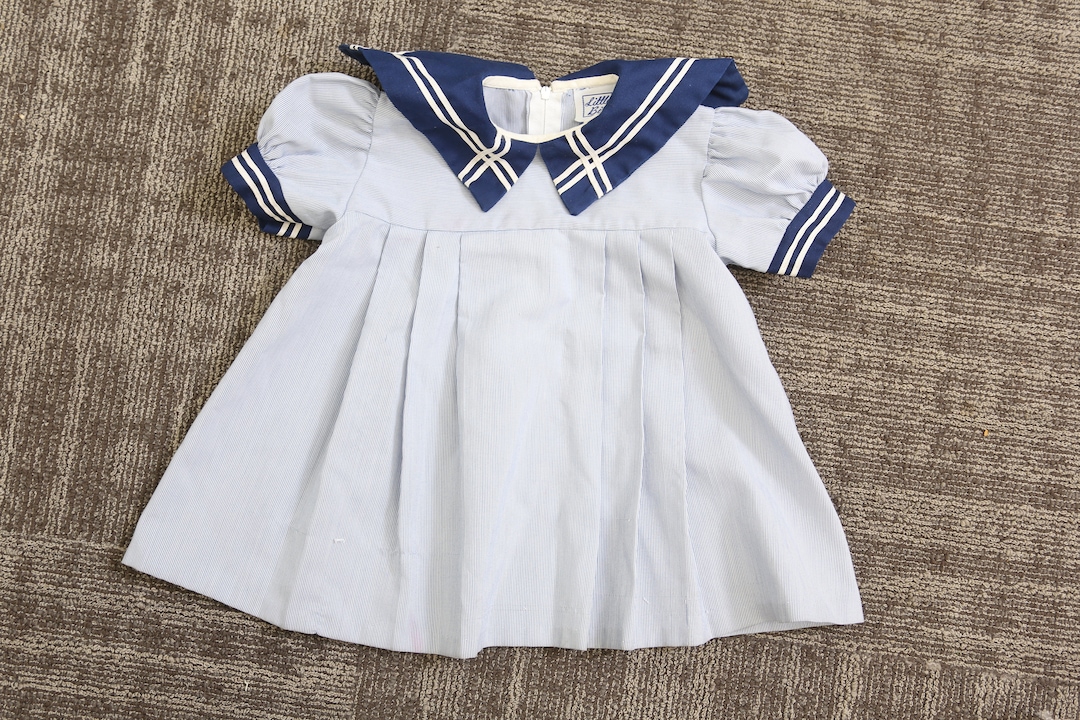 Baby Girl, Dress, Navy, Blue, Sailor Dress, 16", Back Zipper, Baby ...